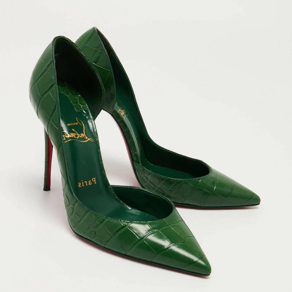 Endless | Green Croc Embossed Iriza Pumps by Christian Louboutin